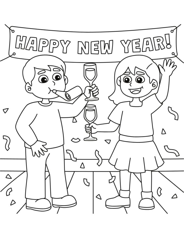 New Years Coloring Pages for Kids & Families - Free Printable