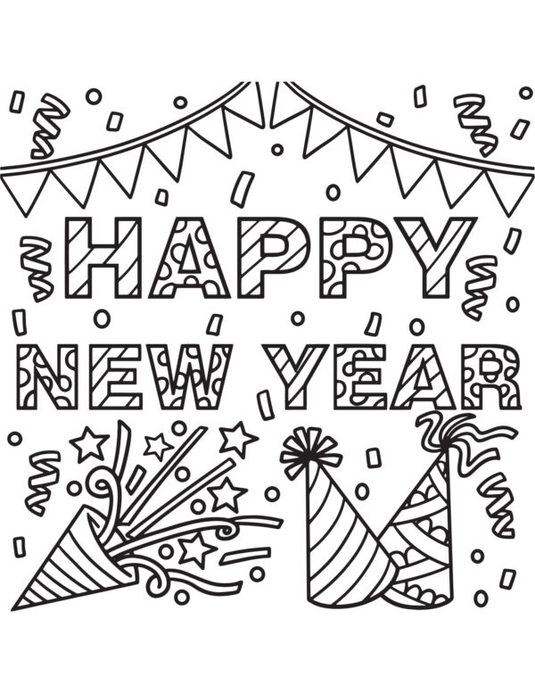 New Years Coloring Pages for Kids & Families - Free Printable